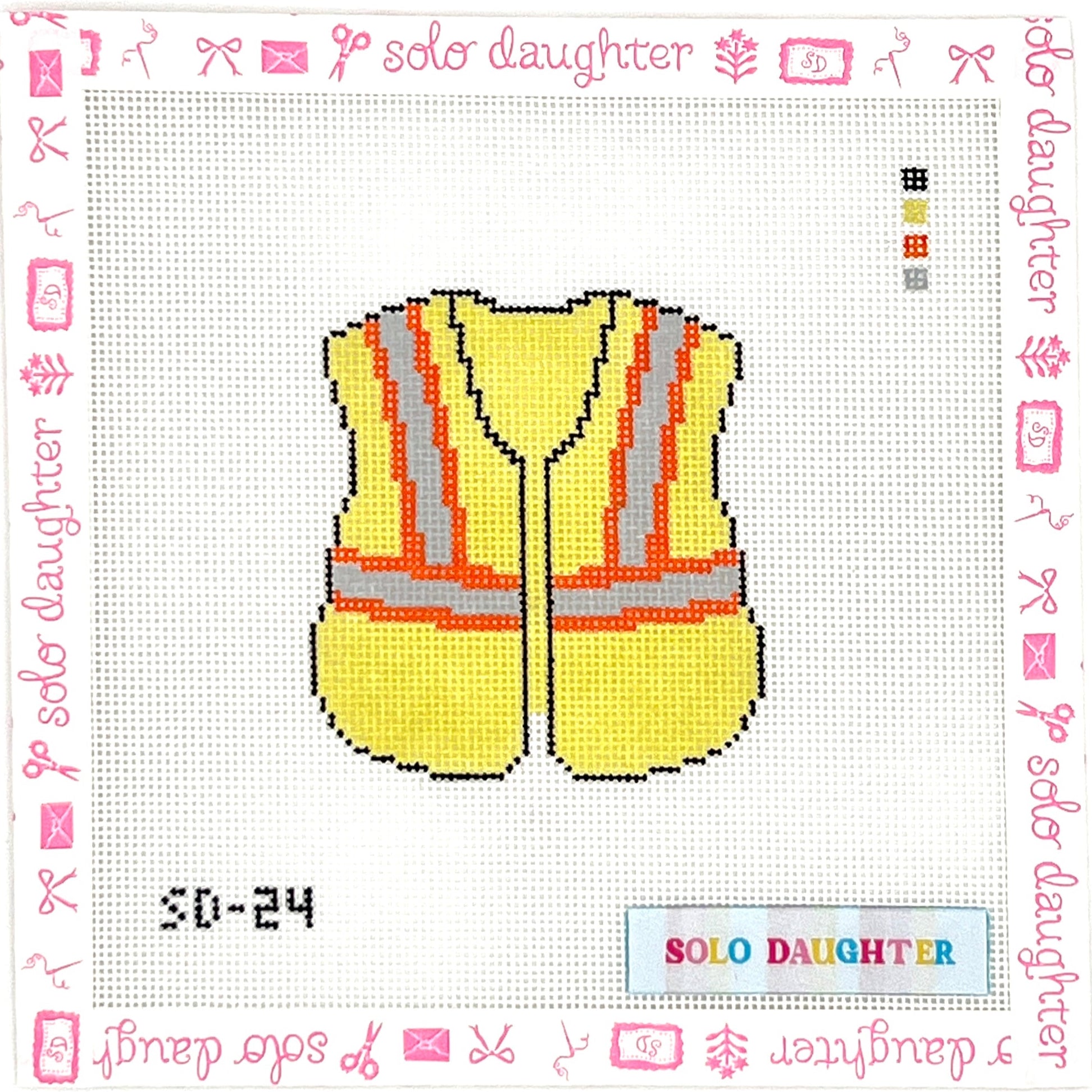 Safety Vest Needlepoint Canvas – Solo Daughter Stitchery