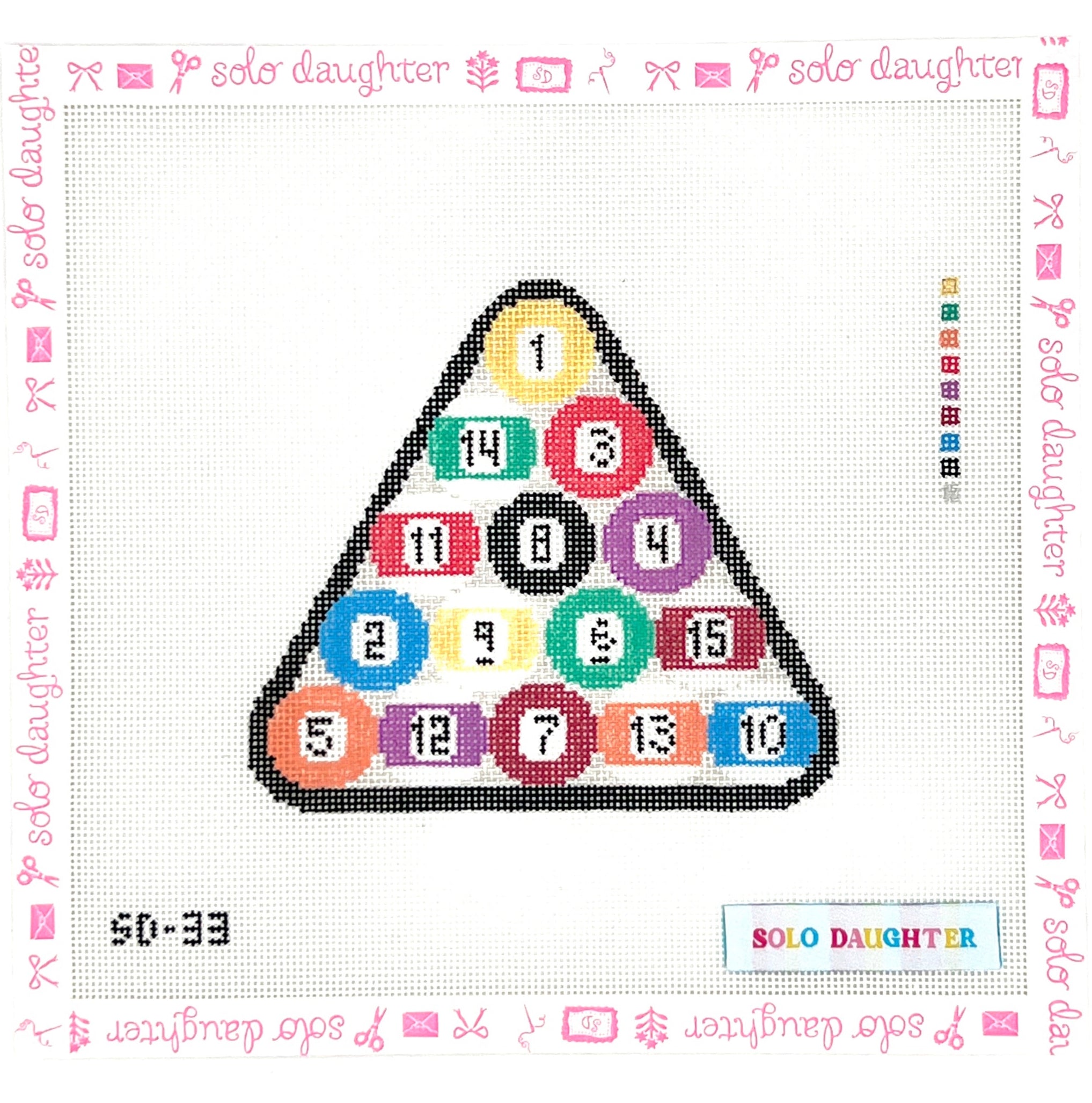 Billiards Rack Needlepoint Canvas – Solo Daughter Stitchery